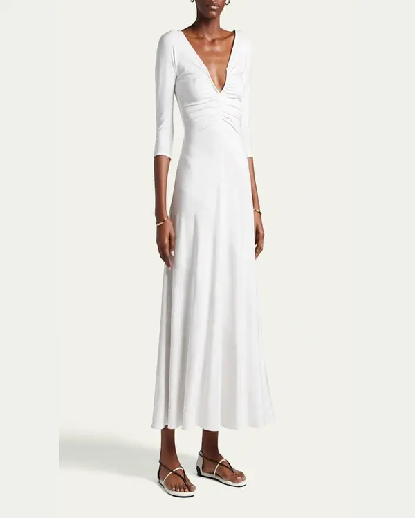 Giorgio Armani Diagonal Striped Jacquard Jersey Maxi Dress