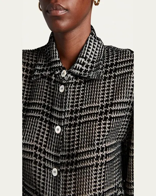 Giorgio Armani Flocked Check Silk Blouse