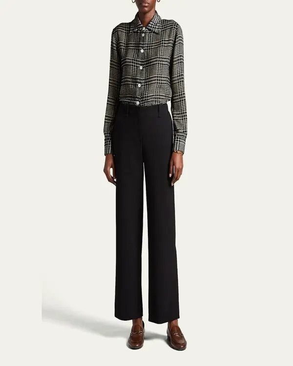 Giorgio Armani Flocked Check Silk Blouse