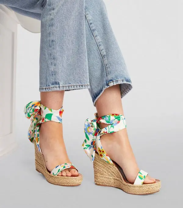 CHRISTIAN LOUBOUTIN Monica Du Désert Satin Wedge Sandals 110