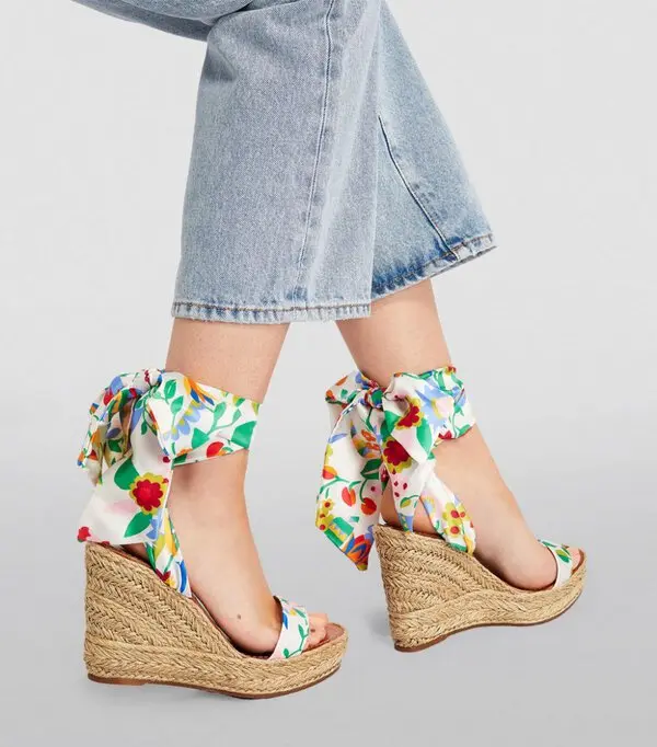 CHRISTIAN LOUBOUTIN Monica Du Désert Satin Wedge Sandals 110