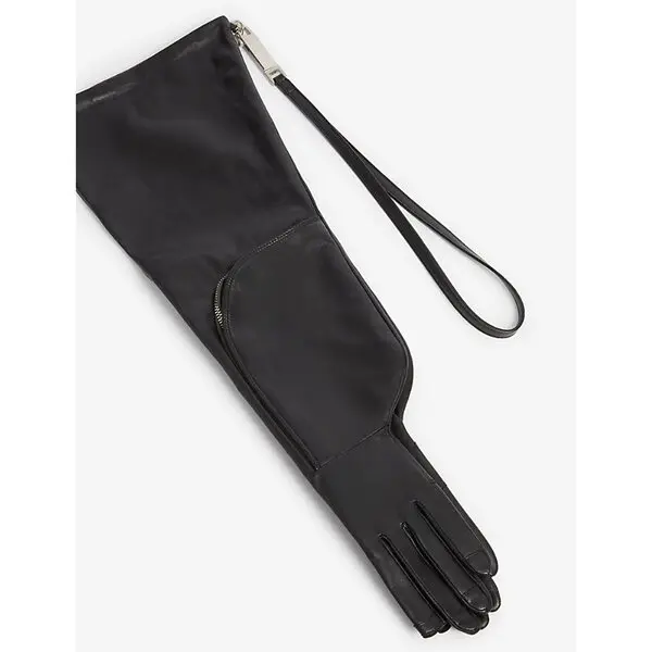 Rick Owens Zip-Wallet Wide Leather Gloves - Black | Editorialist
