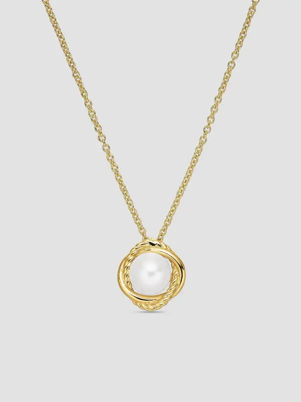 David Yurman Crossover Infinity Pendant Necklace In 18k With Pearl - One-color