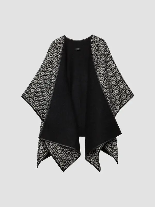 FERRAGAMO New New Ganc Wool & Leather-trim Stole - Black