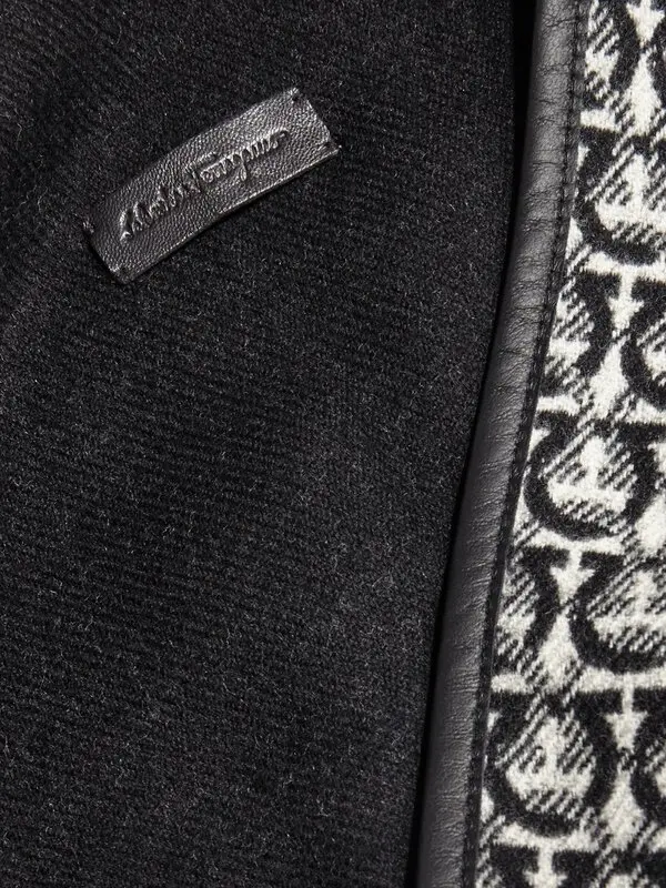 FERRAGAMO New New Ganc Wool & Leather-trim Stole - Black