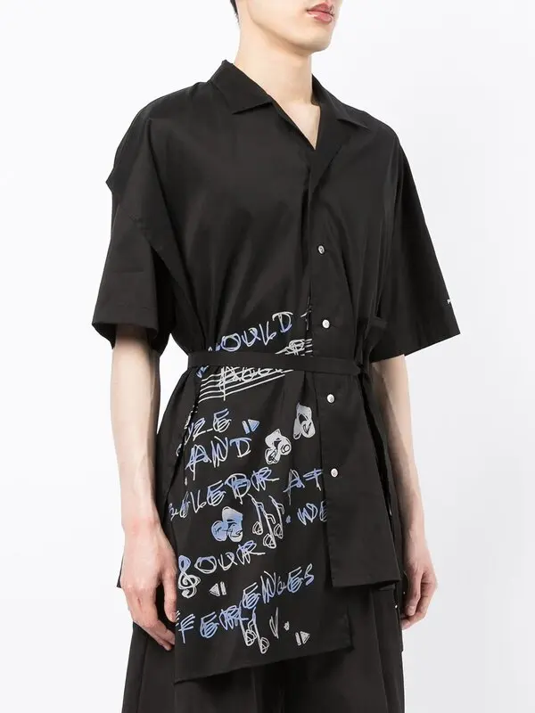 PORTS V Graphic-print Belted Shirt
