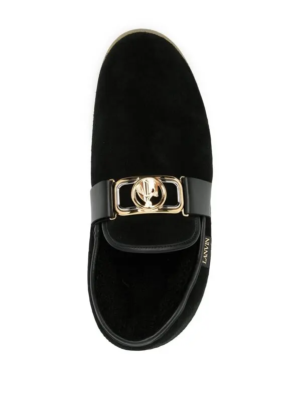 LANVIN Velvet Logo-buckle Slippers