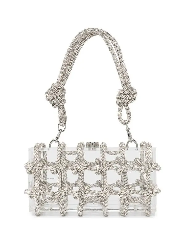 Cult Gaia Bess Crystal-embellished Shoulder Bag - Silver