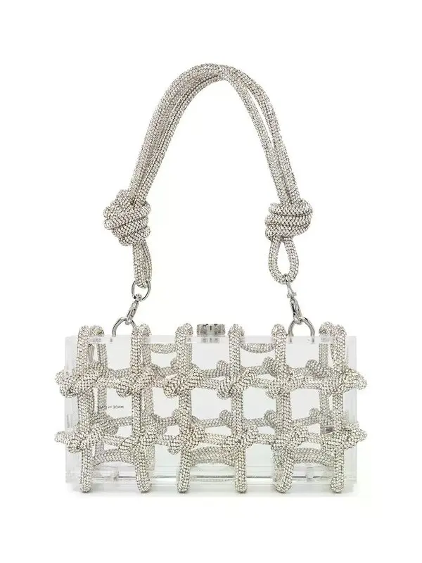 Cult Gaia Bess Crystal-embellished Shoulder Bag - White