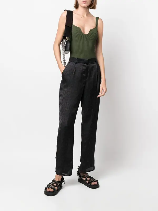 Sacai High-waisted Patterned Trousers