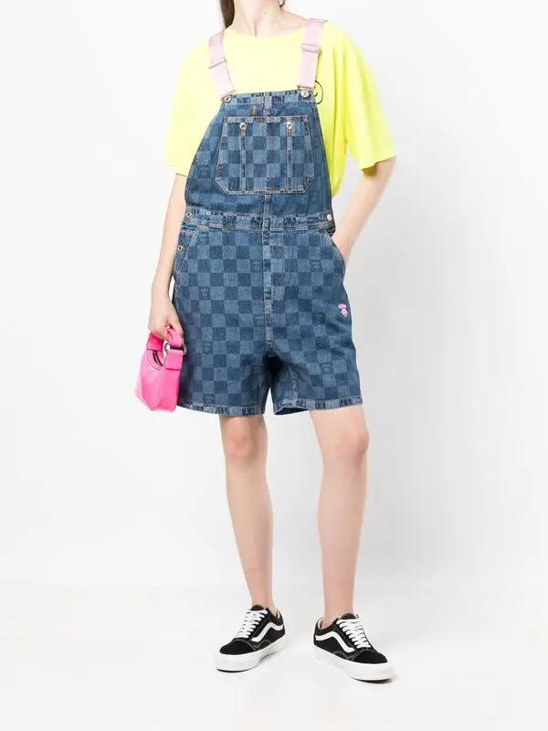 AAPE BY *A BATHING APE Moonface Check-print Suspender Shorts