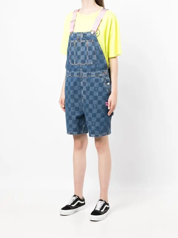 AAPE BY *A BATHING APE Moonface Check-print Suspender Shorts