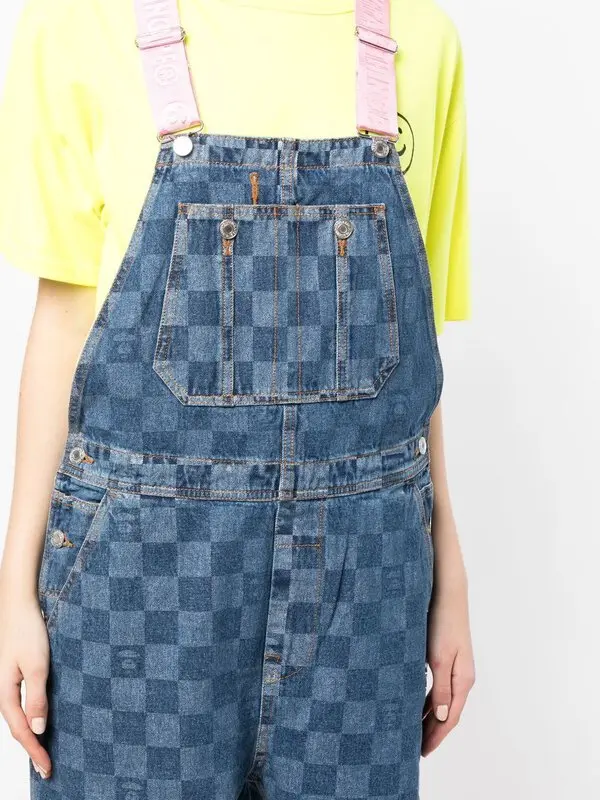 AAPE BY *A BATHING APE Moonface Check-print Suspender Shorts