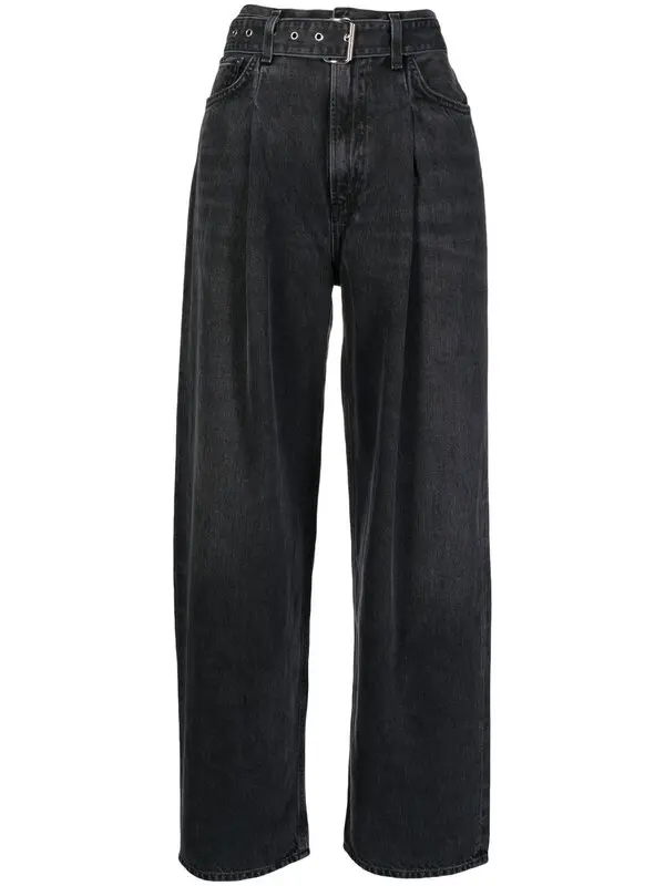 AGOLDE High-waisted Wide-leg Jeans - Black