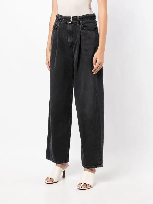 AGOLDE High-waisted Wide-leg Jeans - Black