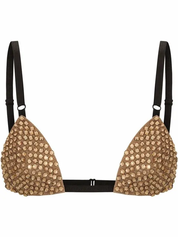 Dolce & Gabbana Rhinestone-embellished Bralette Top - Neutrals