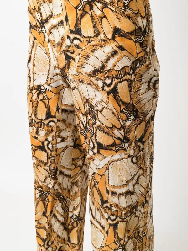 Alberta Ferretti Butterfly-print Silk Palazzo Trousers