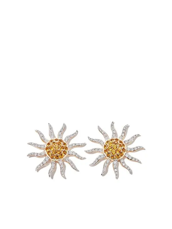 Yvonne Léon 9kt Yellow Citrine And Diamond Stud Earrings - Gold