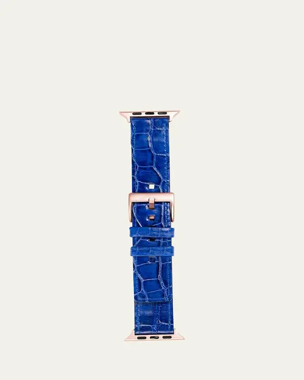 ABAS Alligator Apple Watch Strap - Electric Blue