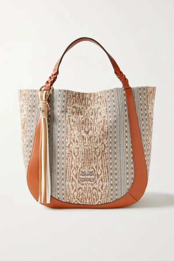 Ulla Johnson Albers Leather-trimmed Cotton-blend Jacquard Tote