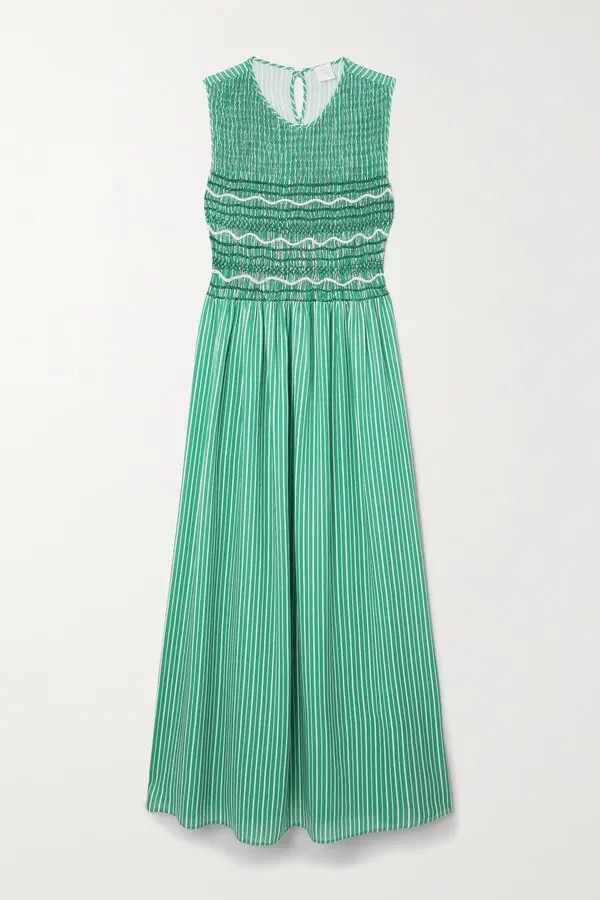 green emerald velvet dress Striped Jacquard Maxi Dress in Blue Stripe  MONSE