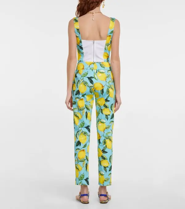 Dolce & Gabbana Printed Cotton-blend Bustier Top - Blue