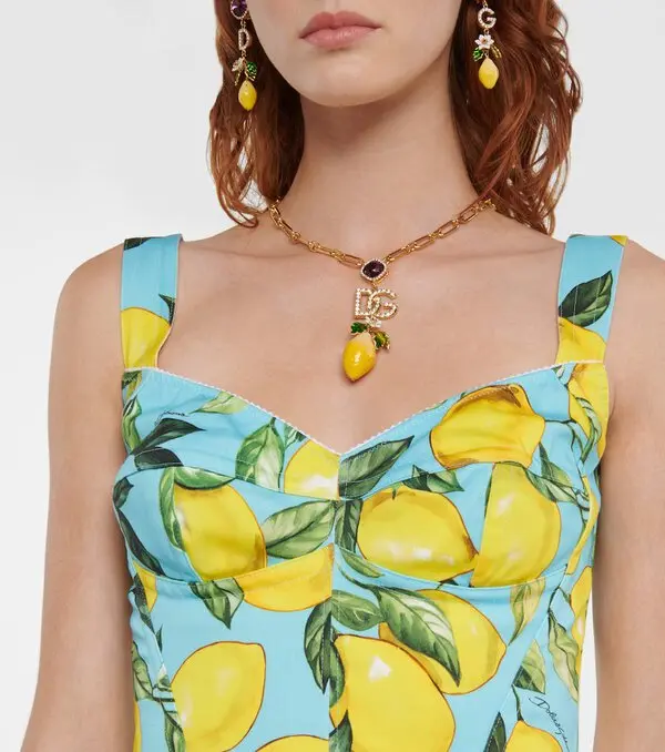 Dolce & Gabbana Printed Cotton-blend Bustier Top - Blue