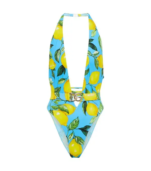 Dolce & Gabbana Printed Halterneck Swimsuit - Multicoloured