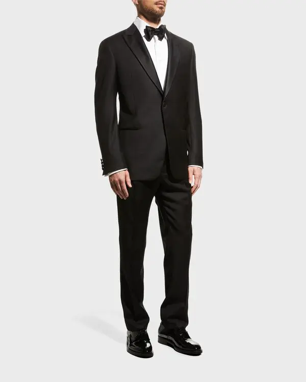 Emporio Armani Solid Peak-lapel Tuxedo - Solid Black