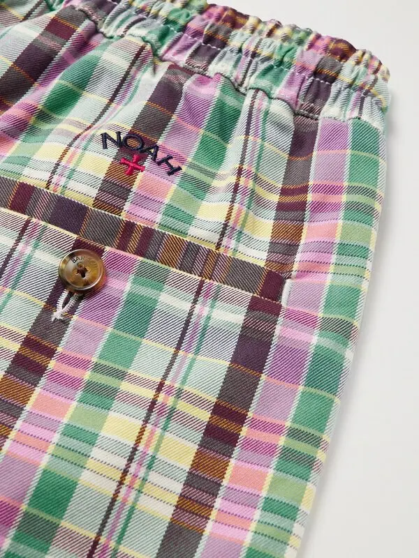 BARACUTA Noah Straight-leg Checked Cotton-twill Drawstring Shorts