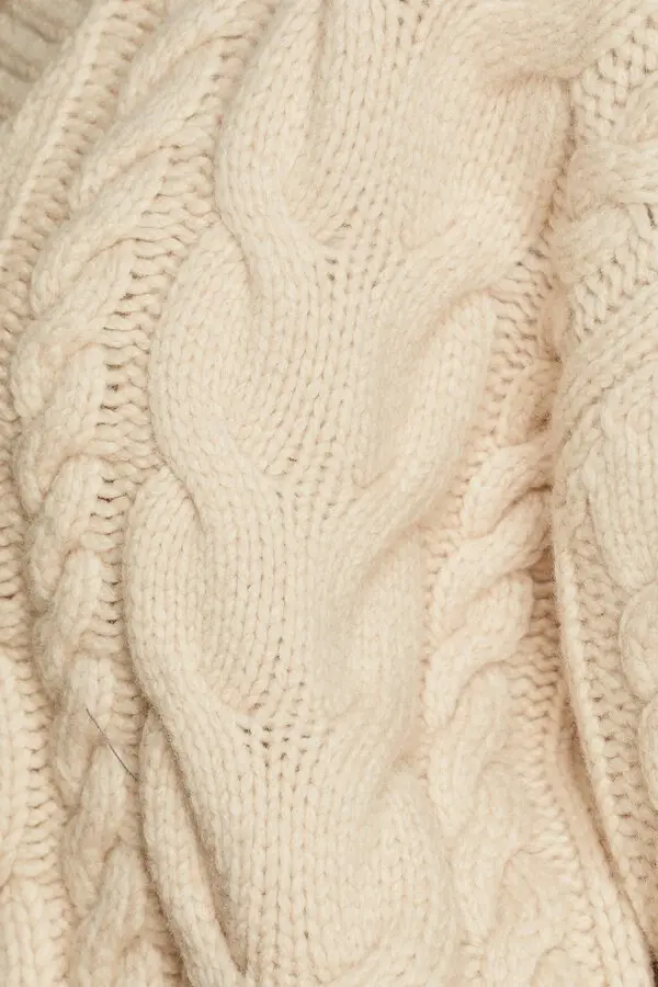FRAME Cable-knit Merino Wool Cardigan - Beige
