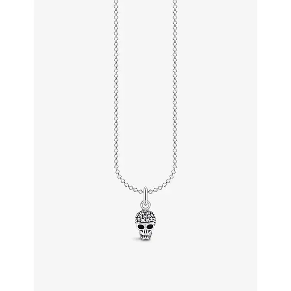 THOMAS SABO Skull Sterling-silver And Cubic Zirconia Pendant Necklace - White