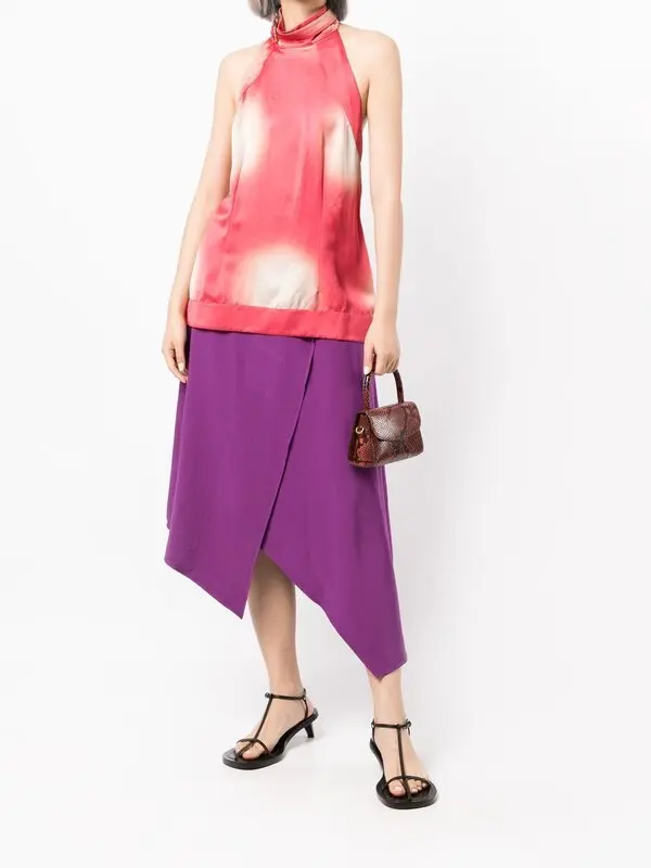 Shanghai Tang Halterneck Top With Gradient Print And Decorative Buckle