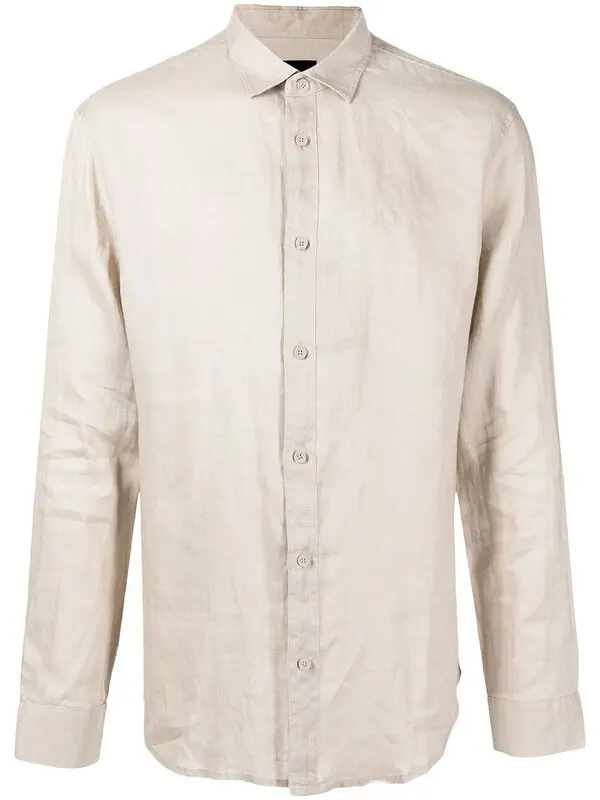 Armani Exchange Long-sleeved Linen Shirt - Grey