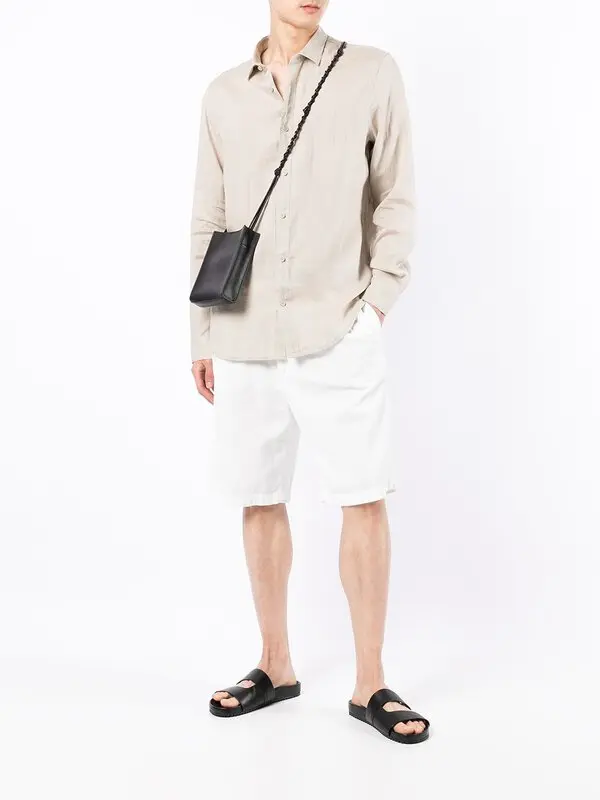Armani Exchange Long-sleeved Linen Shirt - Grey