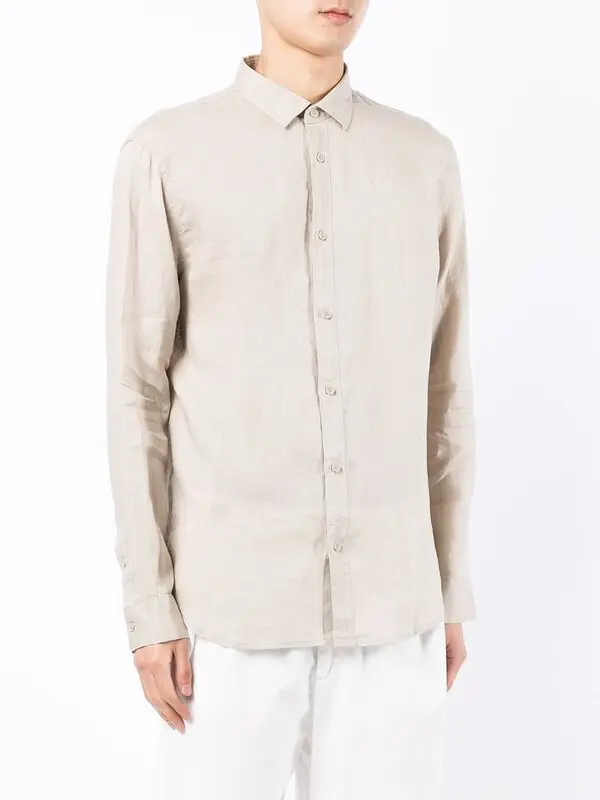 Armani Exchange Long-sleeved Linen Shirt - Grey