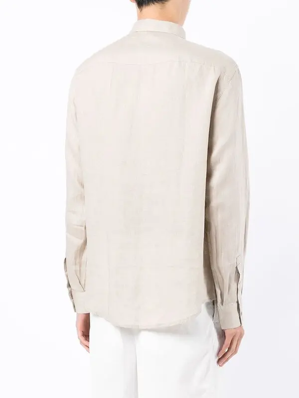 Armani Exchange Long-sleeved Linen Shirt - Grey