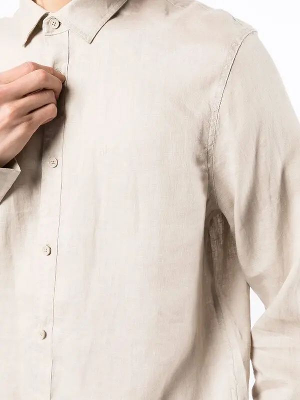Armani Exchange Long-sleeved Linen Shirt - Grey