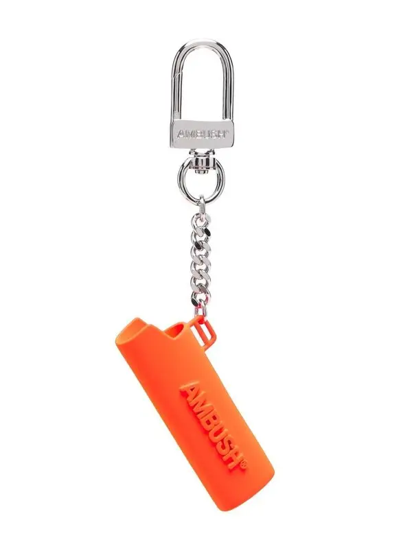 AMBUSH Logo-embossed Lighter Case Keyring - Orange