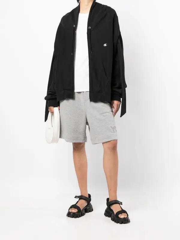 Anrealage Draped Sleeve Drawstring Hoodie - Black