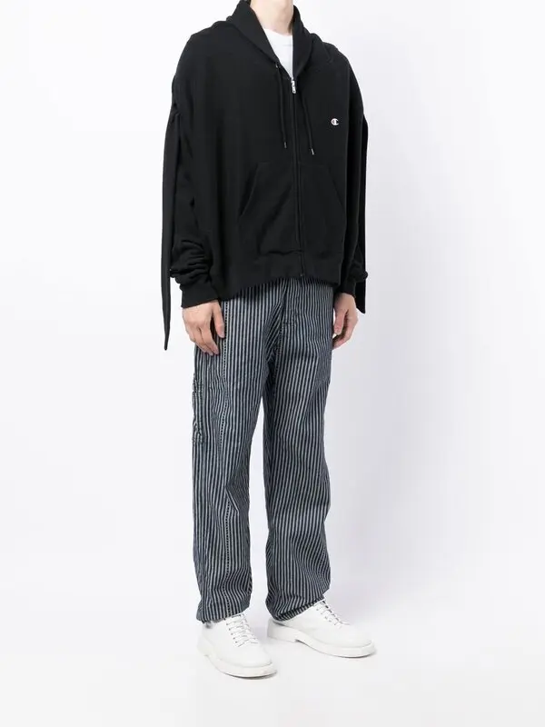 Anrealage Draped Sleeve Drawstring Hoodie - Black