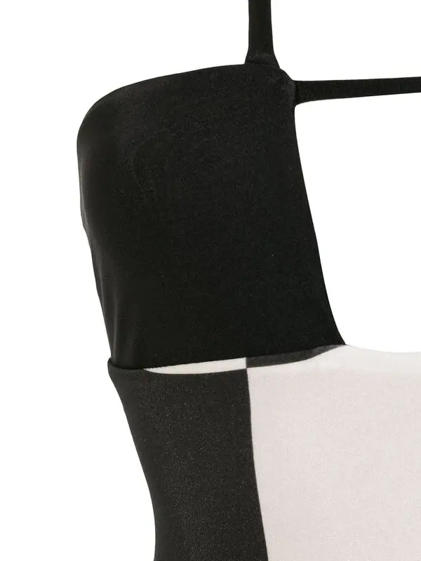 ADRIANA DEGREAS Checked Halterneck One Piece