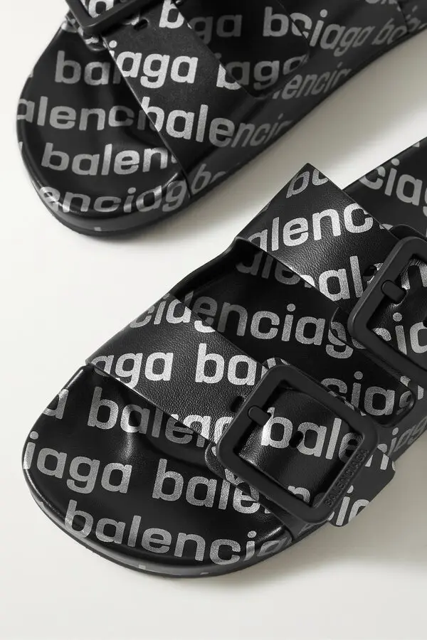 Balenciaga Mallorca Printed Leather Slides