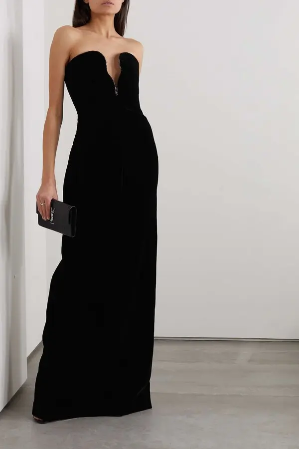 ysl black dress Saint Laurent // Black Knit Cut Out Mini Dress – VSP Consignment main image 0