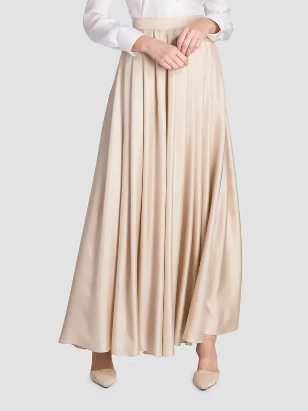 Giorgio Armani Silk Twill Pleated Maxi Skirt