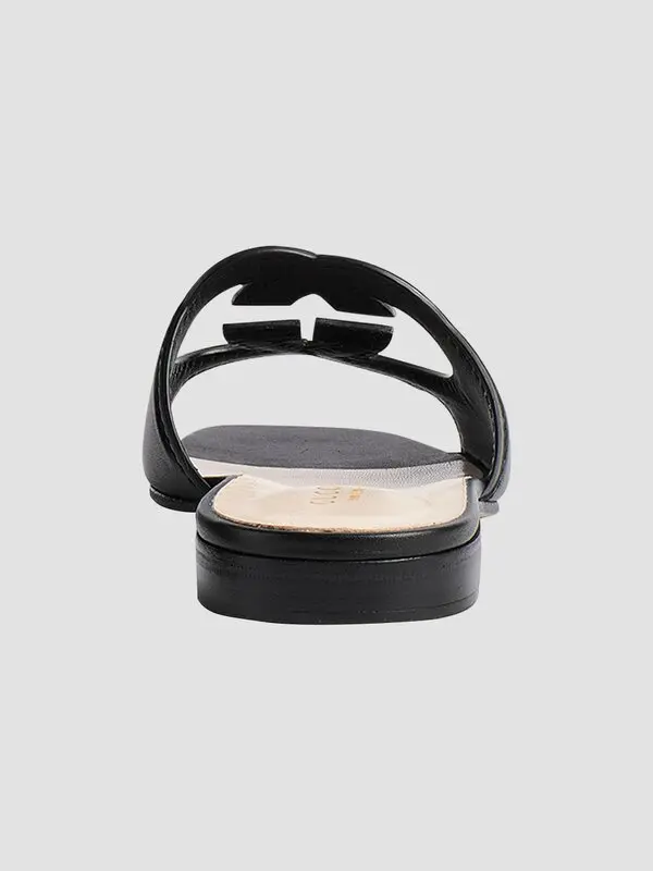 Gucci Gg Cut-out Leather Slides