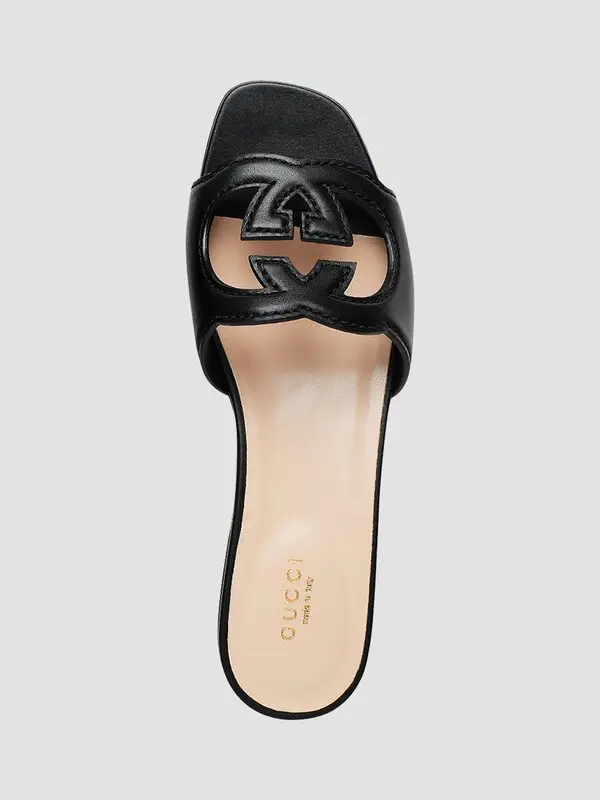 Gucci Gg Cut-out Leather Slides