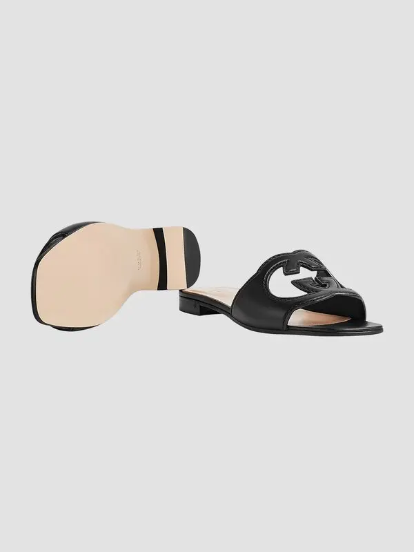 Gucci Gg Cut-out Leather Slides