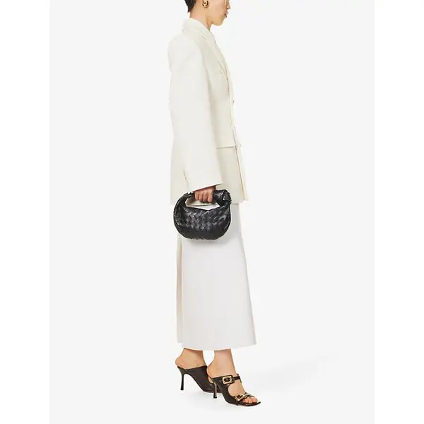 Bottega Veneta Mini Jodie Leather Hobo Bag - Black-silver