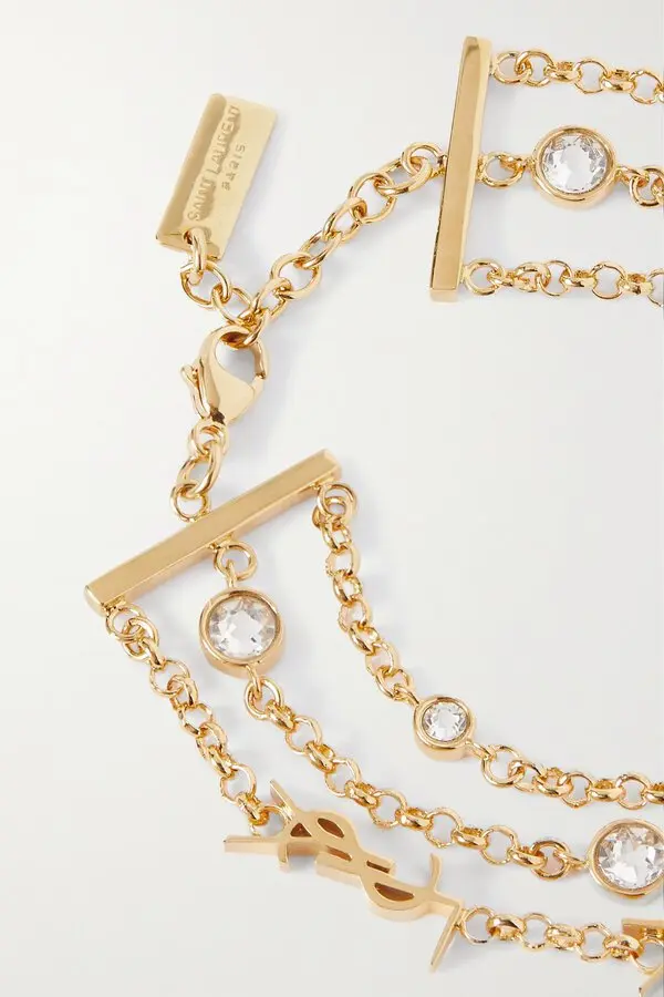 Saint Laurent Tone Crystal Chain Bracelet